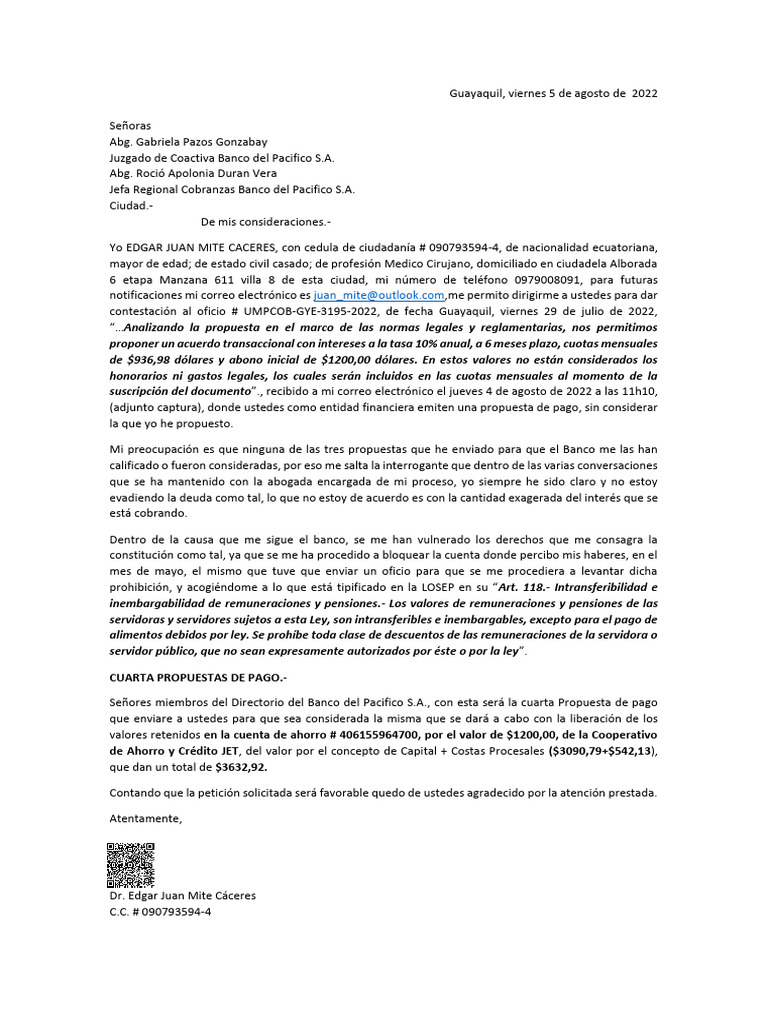 Oficio Banco 4 Prpuesta de Pago-Signed | PDF | Bancos
