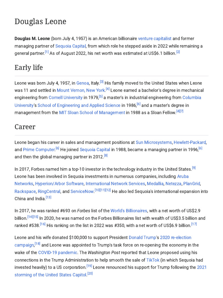 Douglas Leone - Wikipedia | PDF