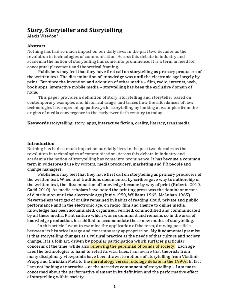 Logos Storytelling Article Pre Brill | PDF | Storytelling | Narrative