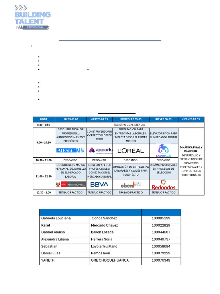 Taller Building Talent - VillaOFICIAL | PDF