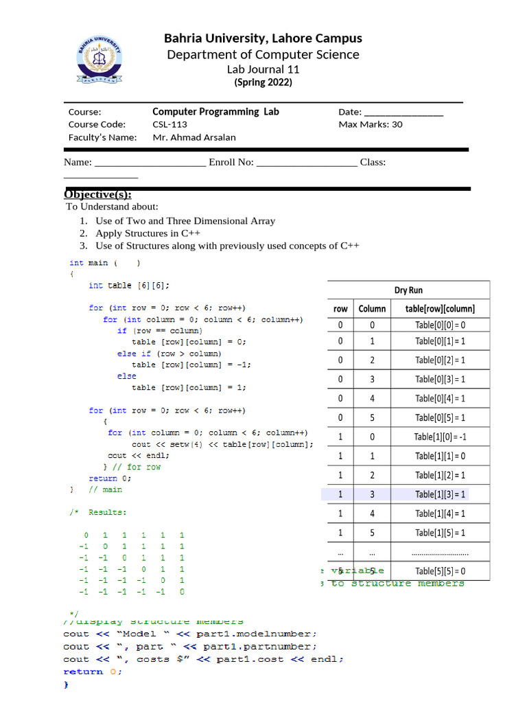 Lab Journal 11 09062022 090259am | PDF | Matrix (Mathematics) | Namespace