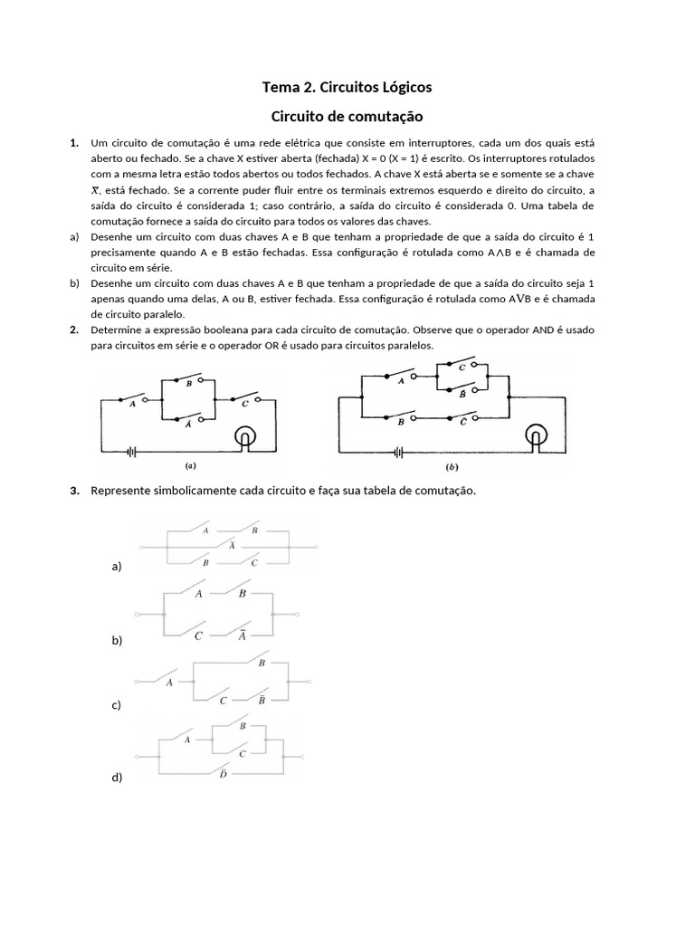 Tema 2 Excercícios Circuitos e Comutados | PDF
