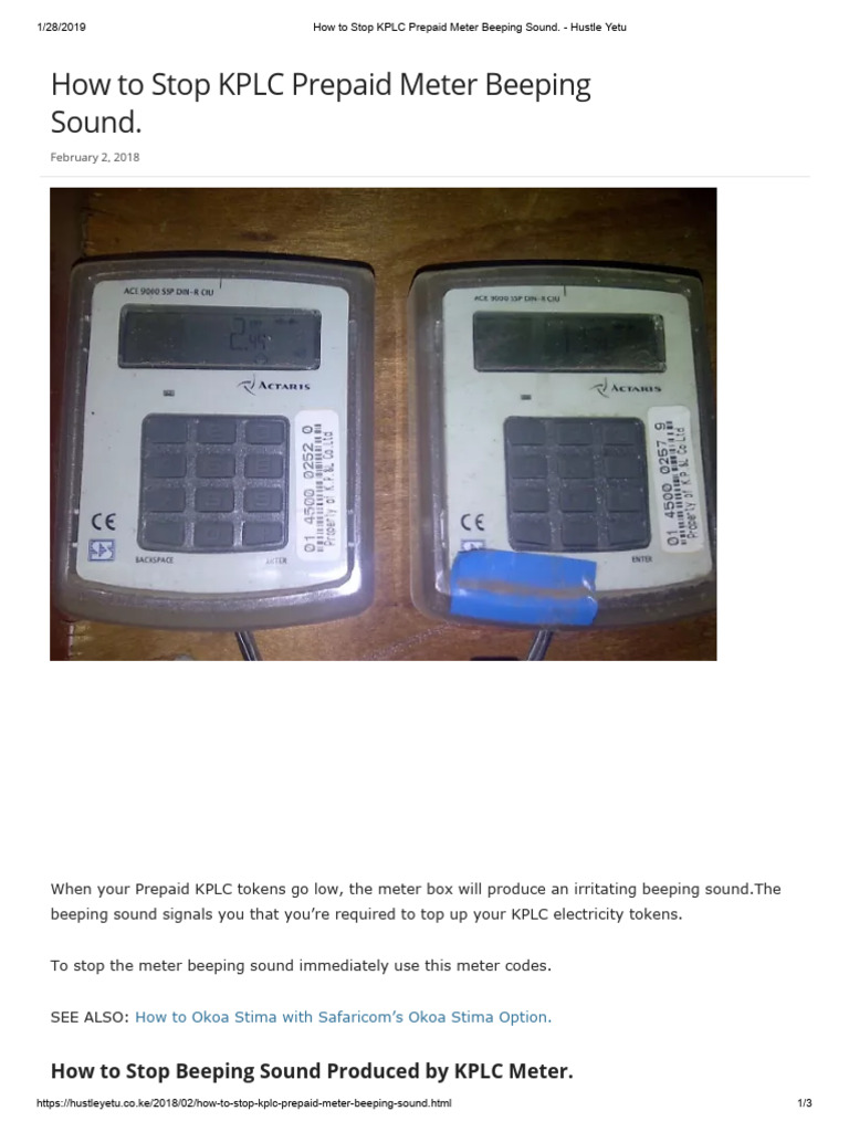 Stop KPLC Prepaid Meter Beeping | PDF