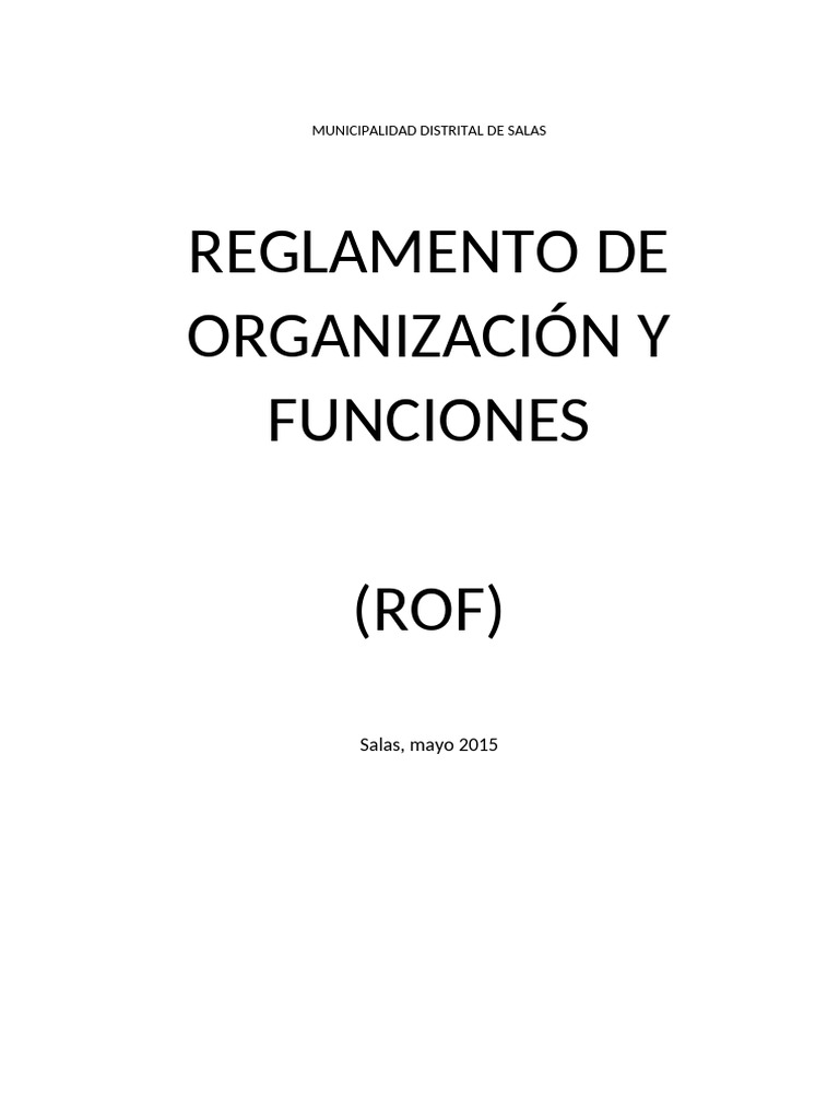Reglamento de Organizacion y Funciones (Rof) | PDF | Gobierno local | Alcalde