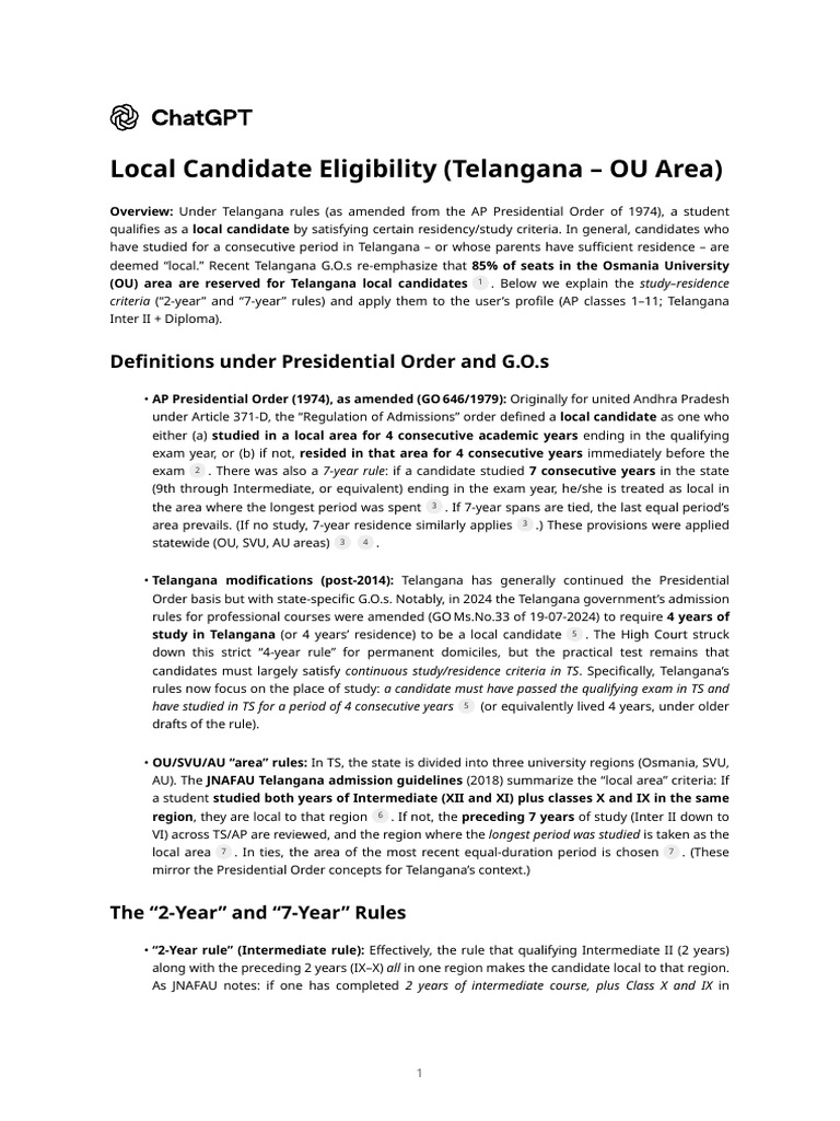 OU Area Local Candidate Eligibility | PDF | Educational Stages