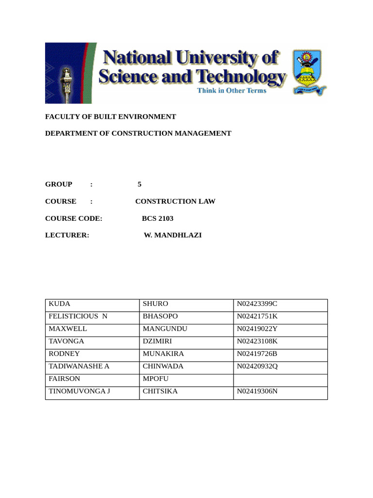 Construction Law g5 Assignment 2222 | PDF | Breach Of Contract | Legal ...