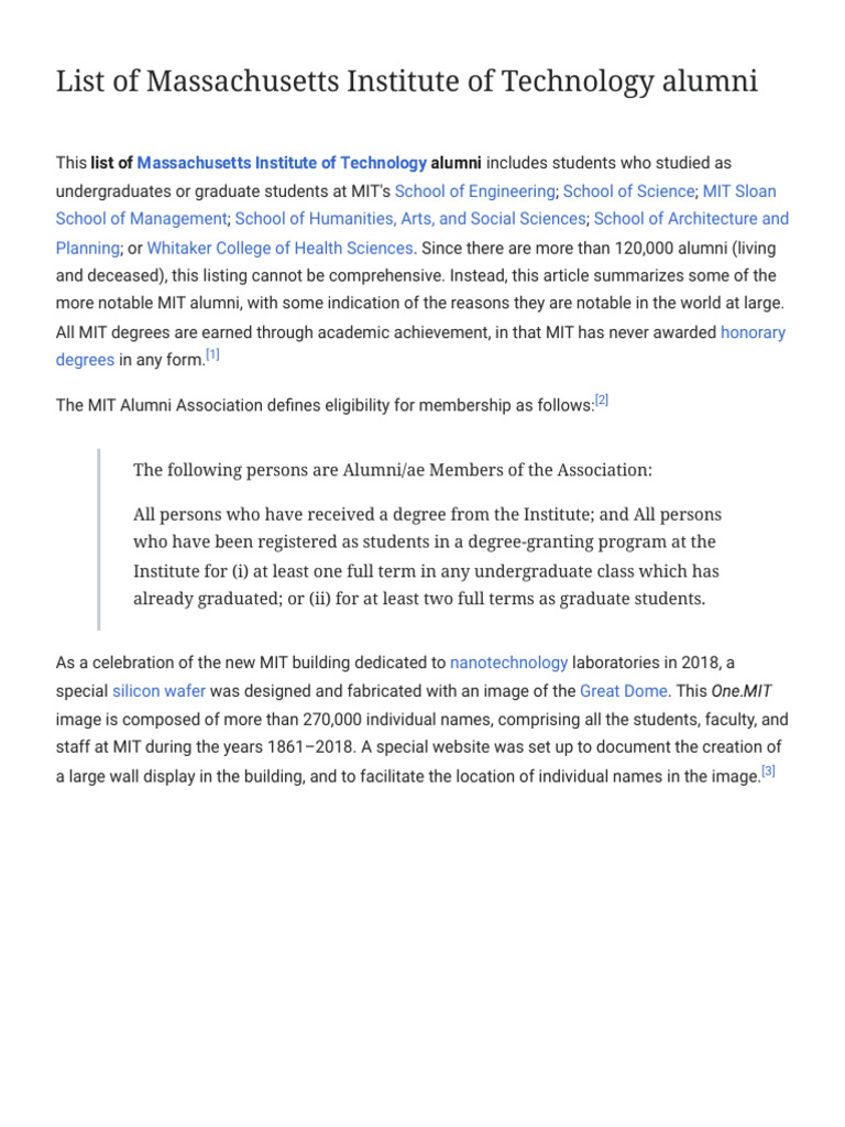 Notable MIT Alumni Overview | PDF | Massachusetts Institute Of Technology