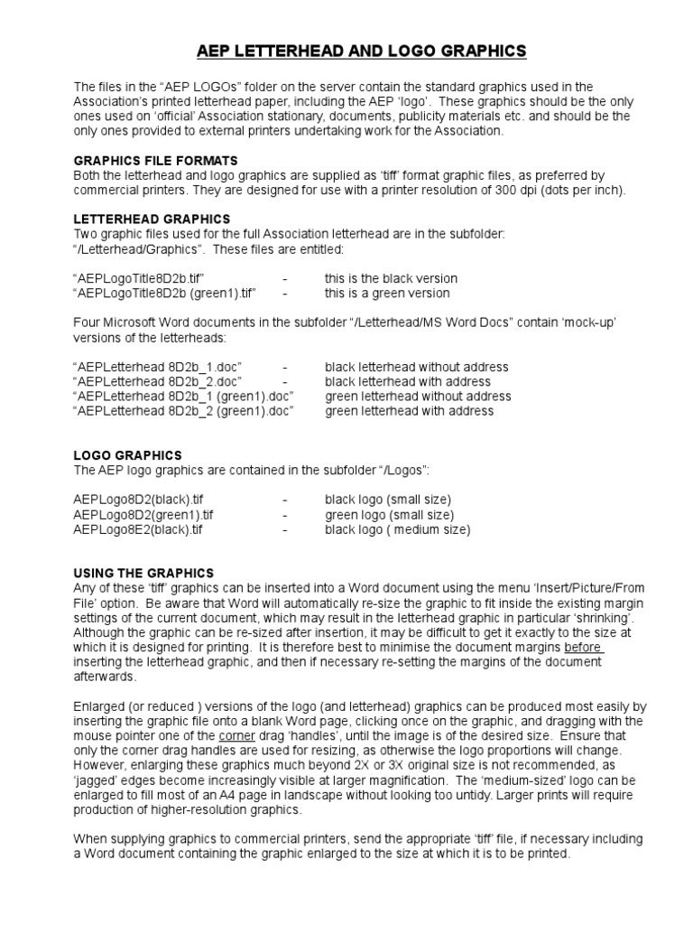 AEP Letterhead and Logo Graphics Guide | PDF | Media Technology | Software