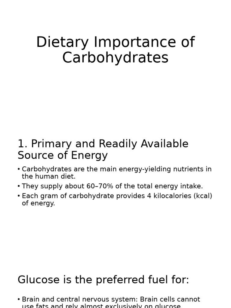 Carbs Dietry Importance | PDF | Carbohydrates | Biochemistry