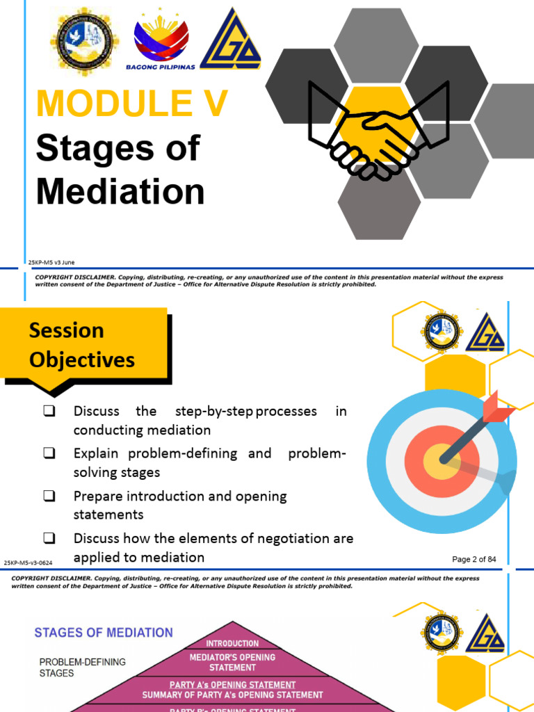 Session 5 Stages of Mediation | PDF | Mediation | Copyright