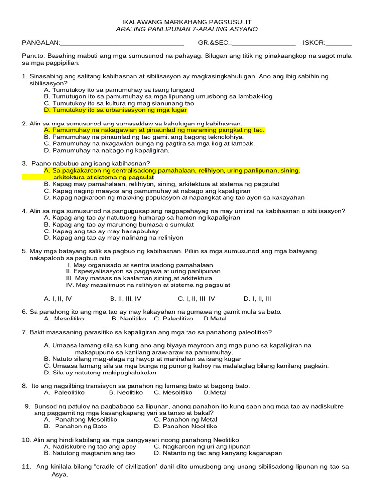 AP 9 Q2 Summative SY 24-25 | PDF