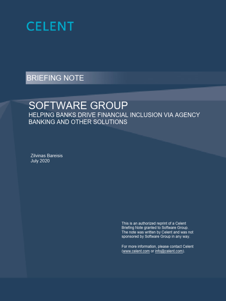 Celent Briefing Note - Software Group | PDF | Banks | Financial Inclusion