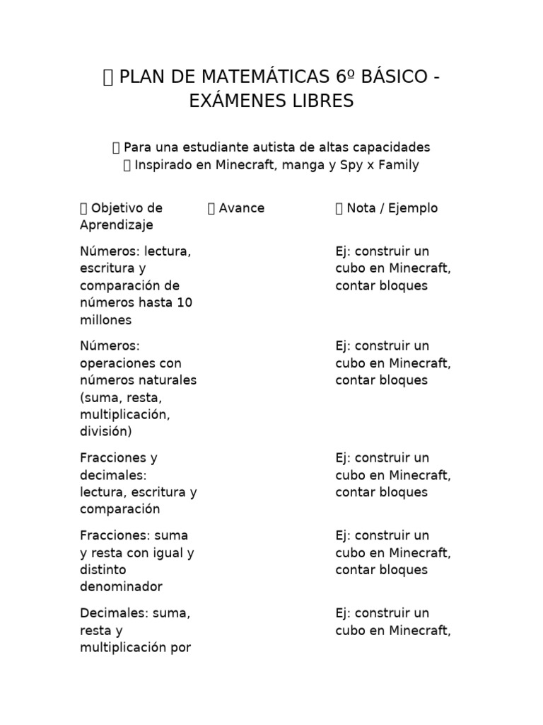 Plan Matematicas 6 Manga | PDF