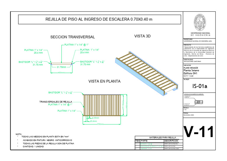 Rejilla de Piso para Escalera 0.70x0.40 m | PDF | Ingeniería