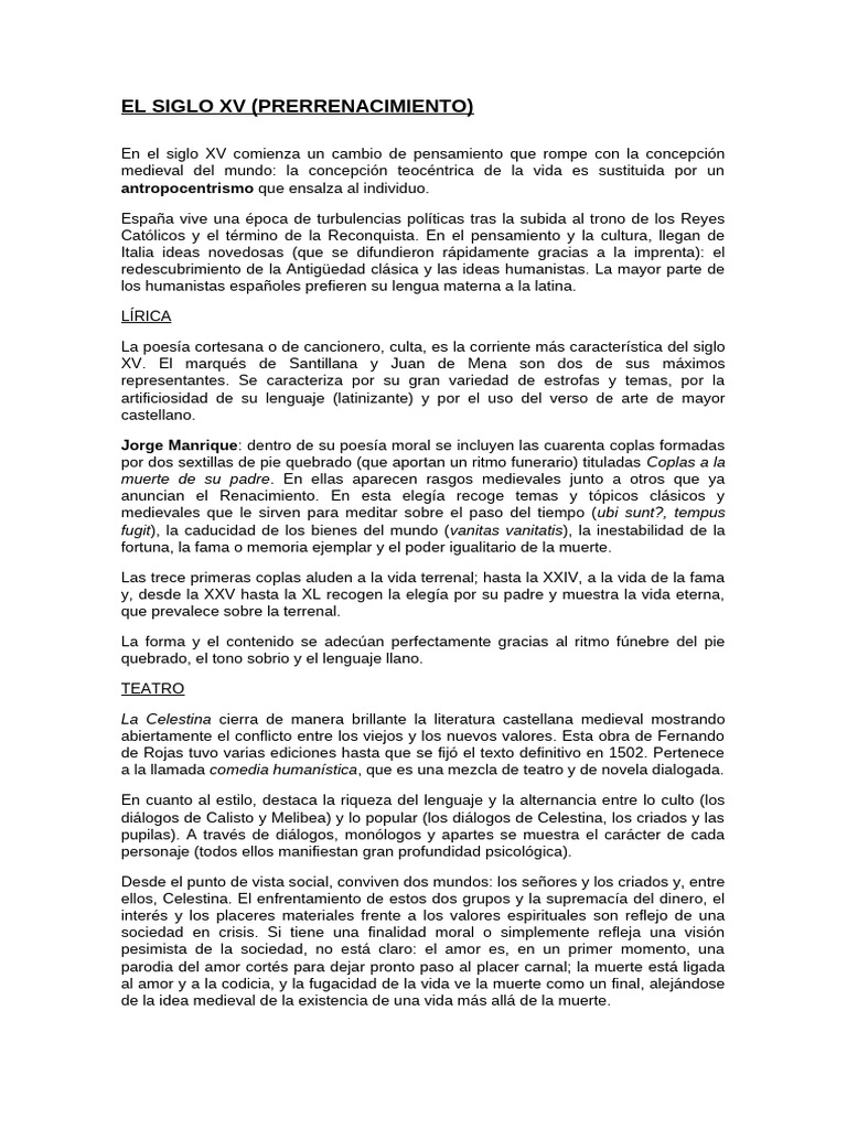 Prerrenacimiento, Siglo XV. | PDF