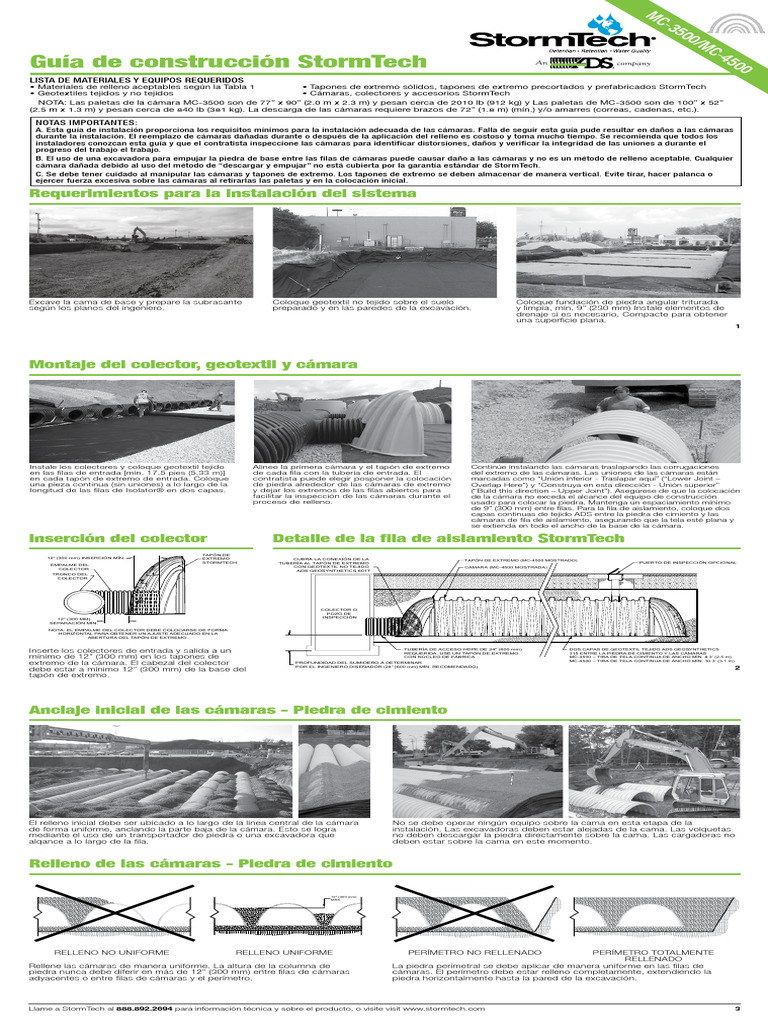 Guía de Instalación StormTech MC-3500/4500 | PDF | Fundación (Ingeniería)