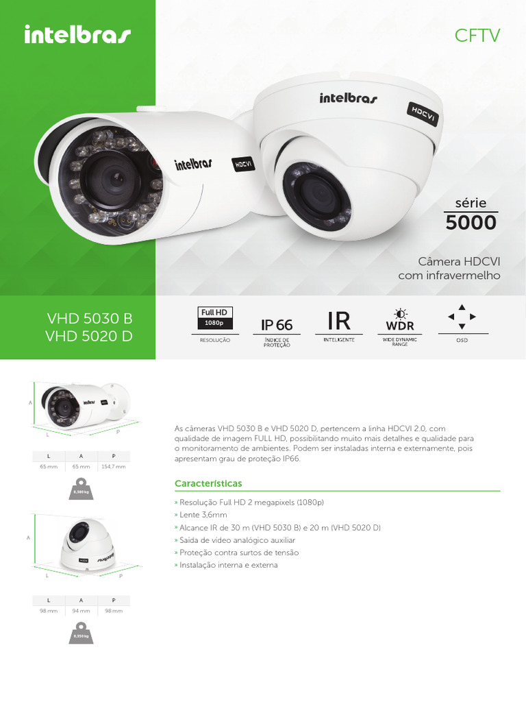 Câmera HDCVI Full HD com Infravermelho | PDF | Câmera | Resolução de imagem