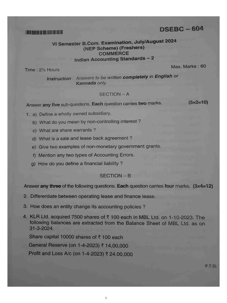 IAS 2 Questionpaper 2024 | PDF