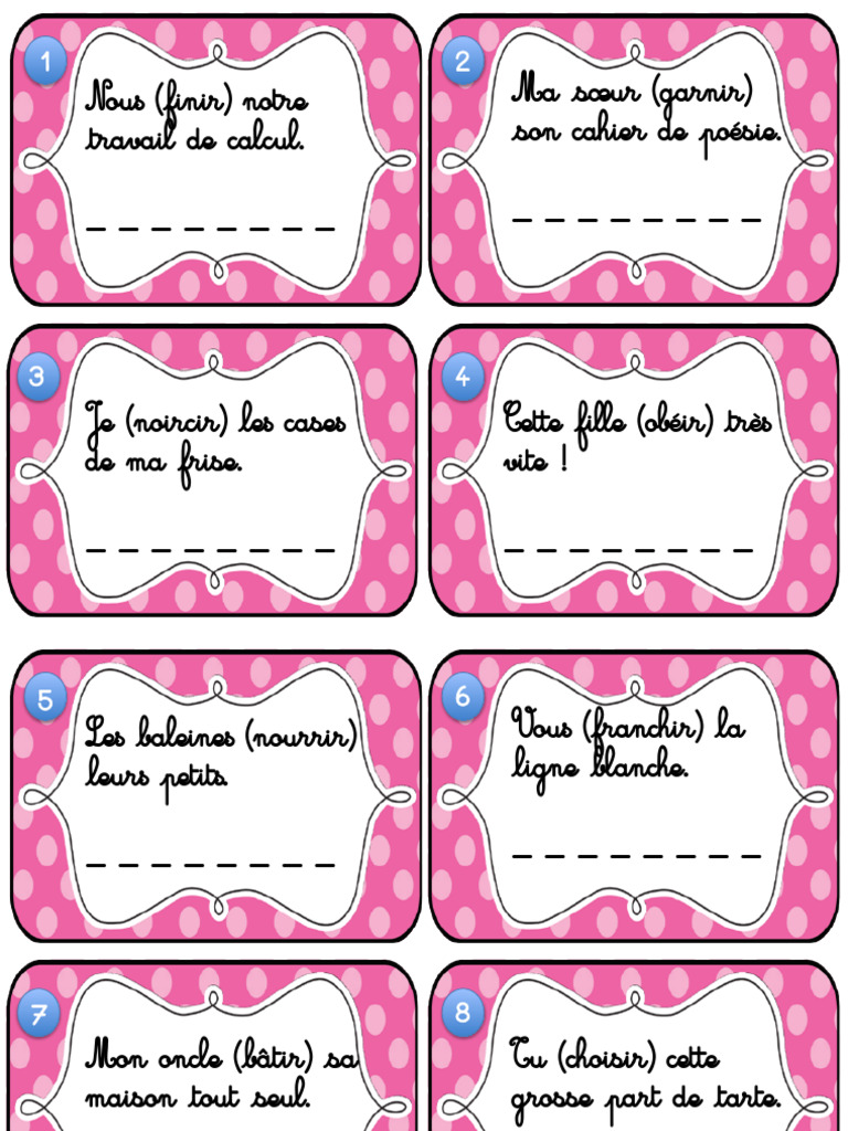 Exercices de conjugaison des verbes -IR | PDF