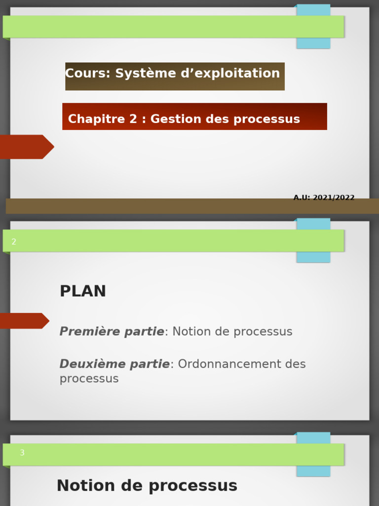 Notion de processus en système d'exploitation | PDF | Ordonnancement ...