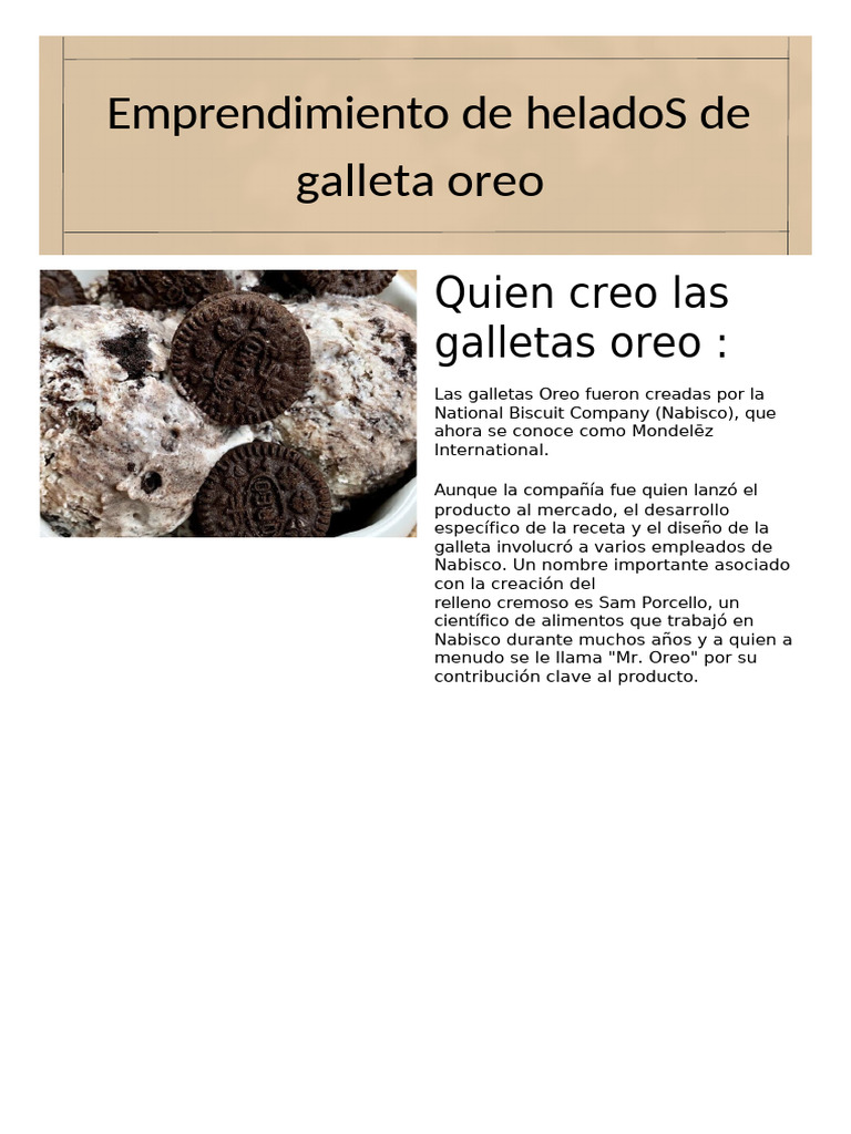 Creación de las galletas Oreo | PDF | Helado | Alimentos