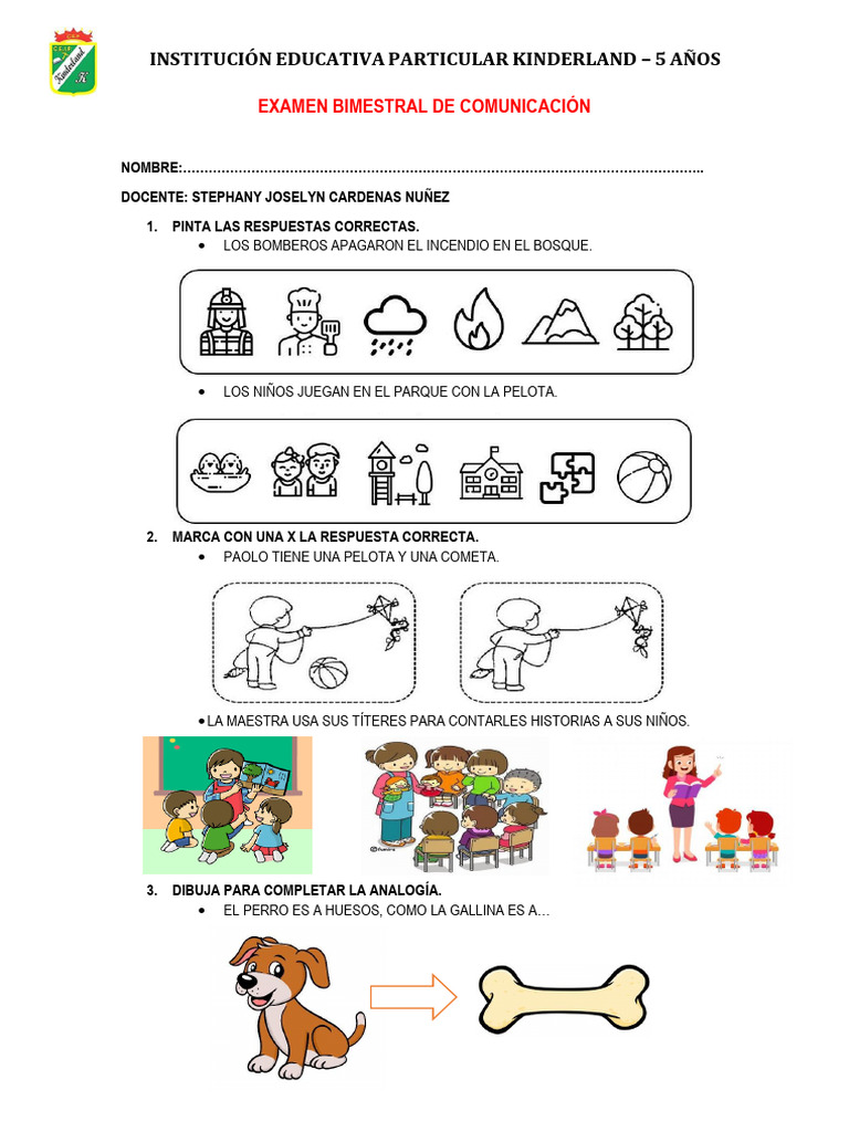 Examen Bimestral de Comunicación | PDF