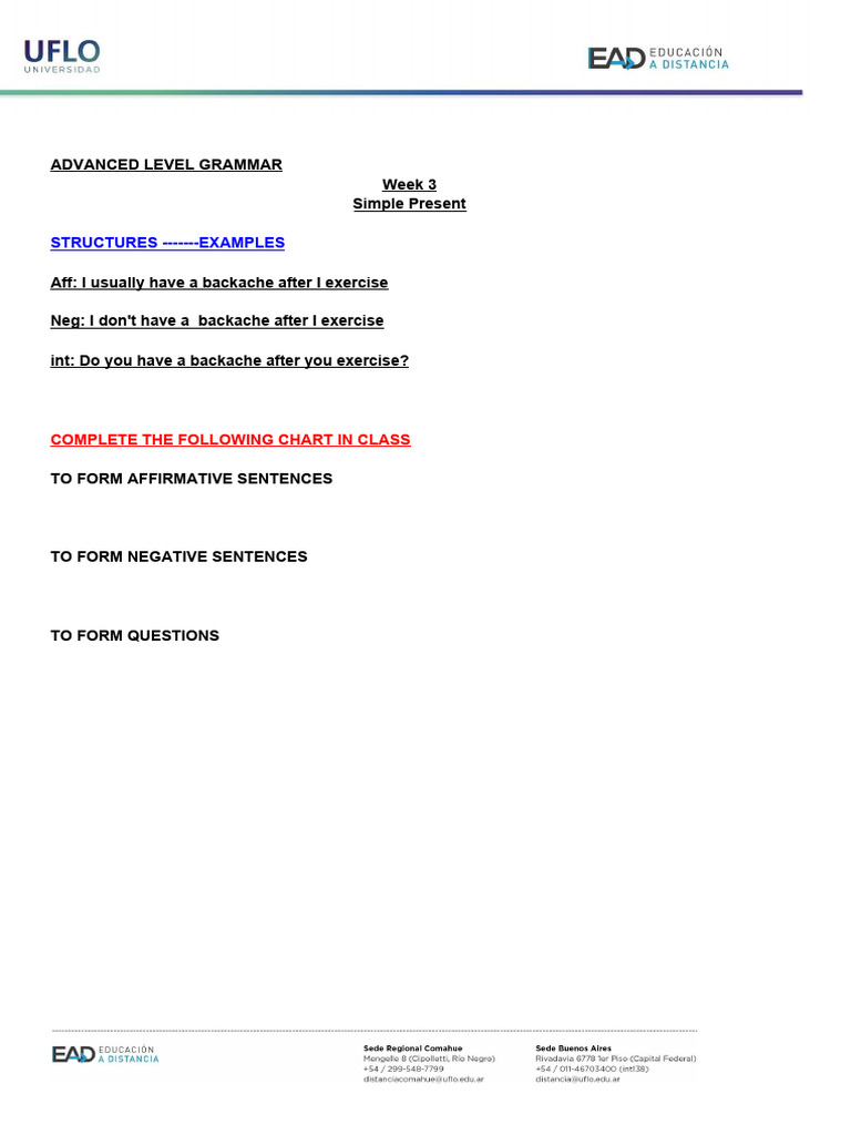 Grammar. UNIT 1 - Part 2 | PDF