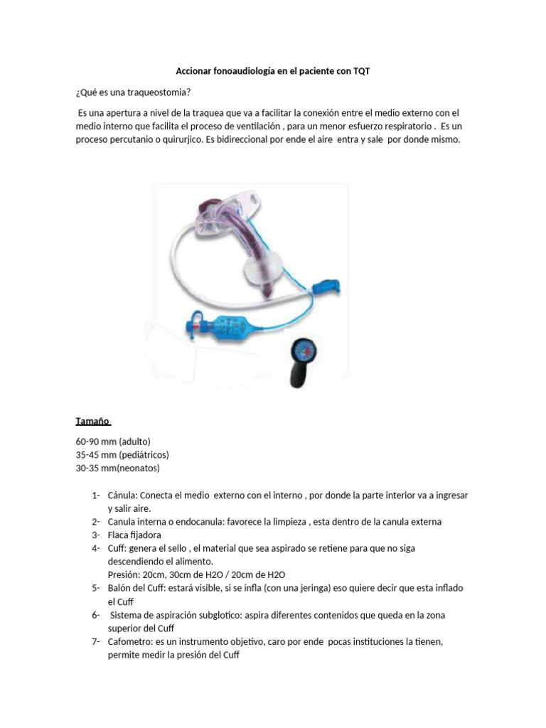 Accionar Fonoaudiología en El Paciente Con TQT | PDF | Sistema respiratorio | Especialidades Medicas