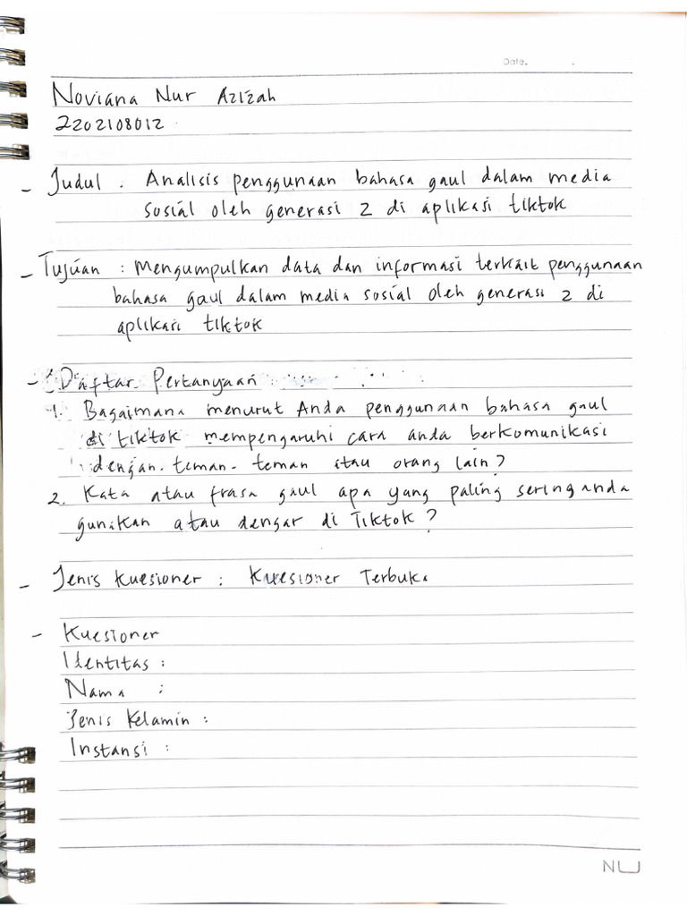 Noviana Nur Azizah - 012 - Latihan Membuat Kuesioner | PDF
