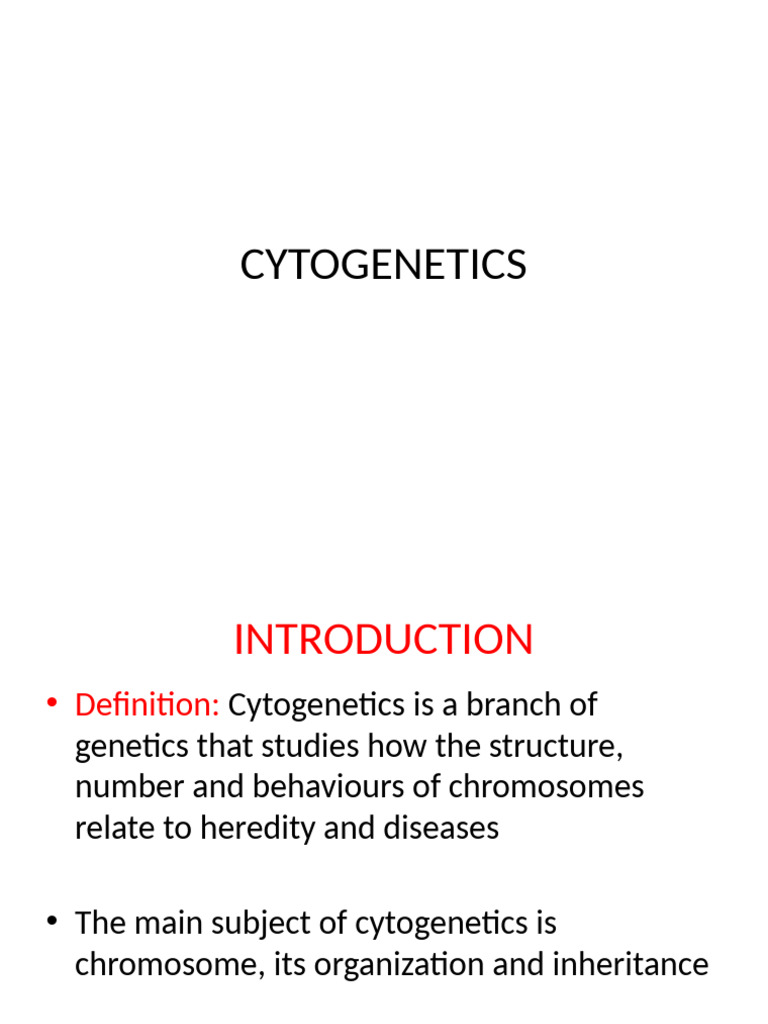 Introduction to Cytogenetics | PDF | Chromosome | Cell Nucleus