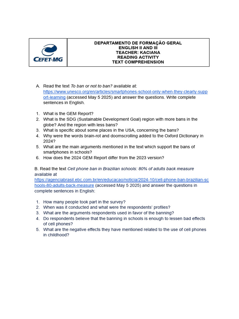 Reading To Ban or Not To Ban | PDF