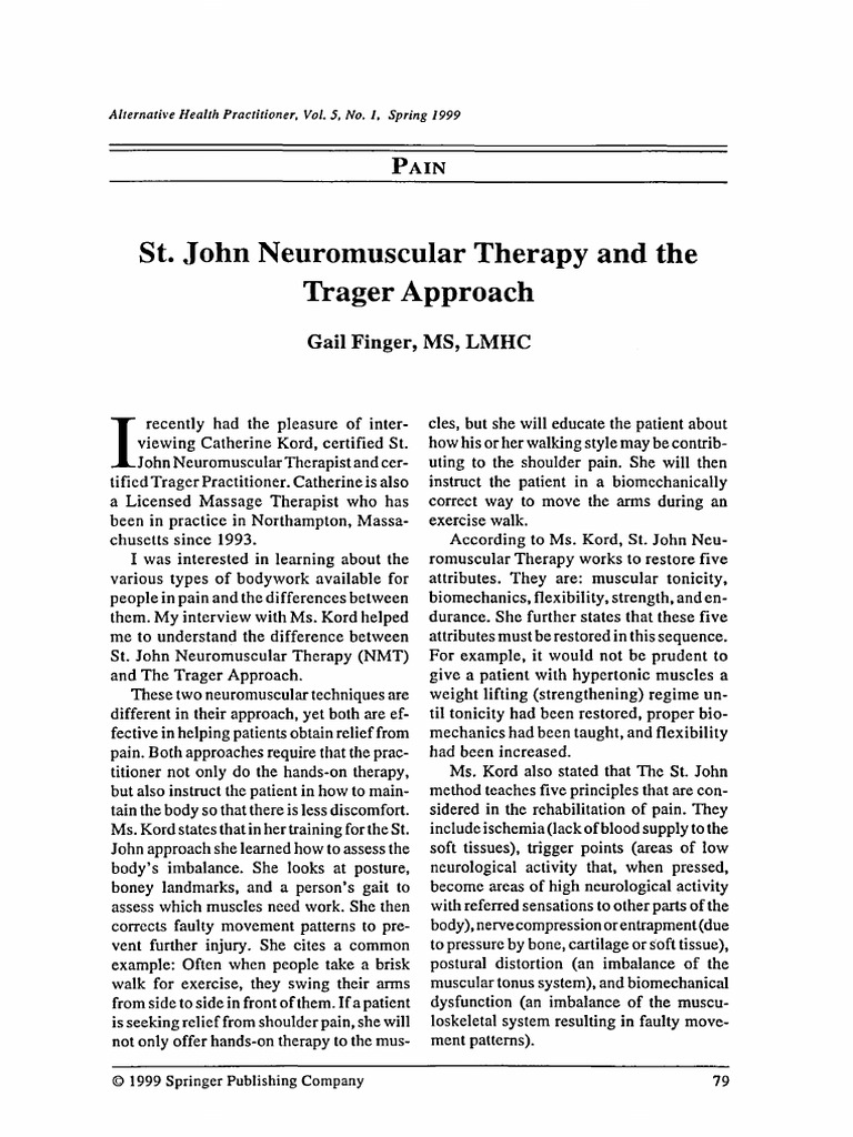 NeuromuscularTherapy and Trager Approach | PDF | Chiropractic | Pain