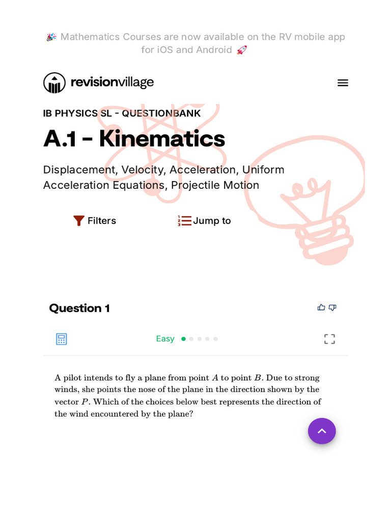 A.1 IB Physics SL Questionbank - Kinematics | PDF | Acceleration | Velocity
