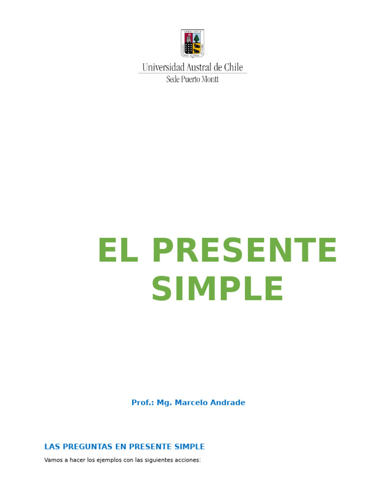 Conjugaciones Del Presente Simple | PDF | Verbo | Morfología Lingüística