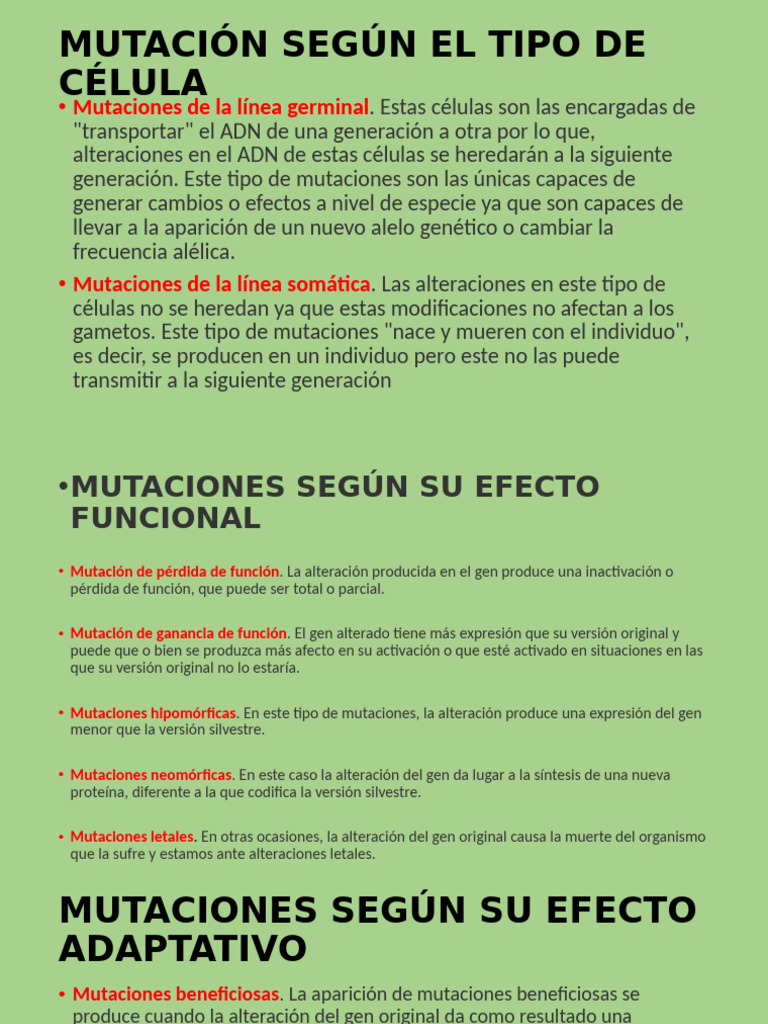 Clasificación Mutaciones | PDF | Mutación | Gene