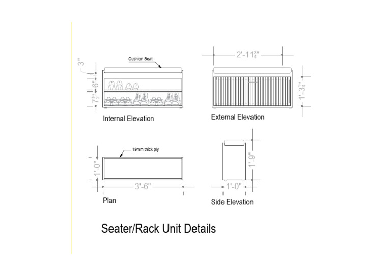 Seater/Rack Unit Details: Internal Elevation External Elevation | PDF