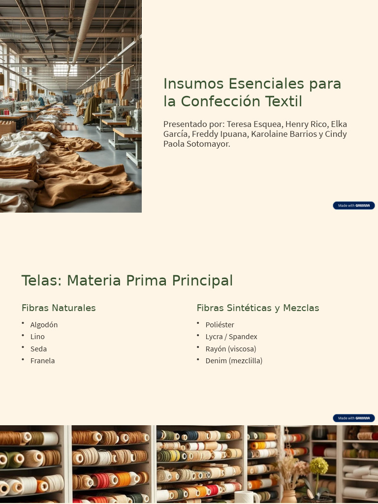 Insumos Esenciales para La Confeccion Textil | PDF | Textiles | Máquina ...
