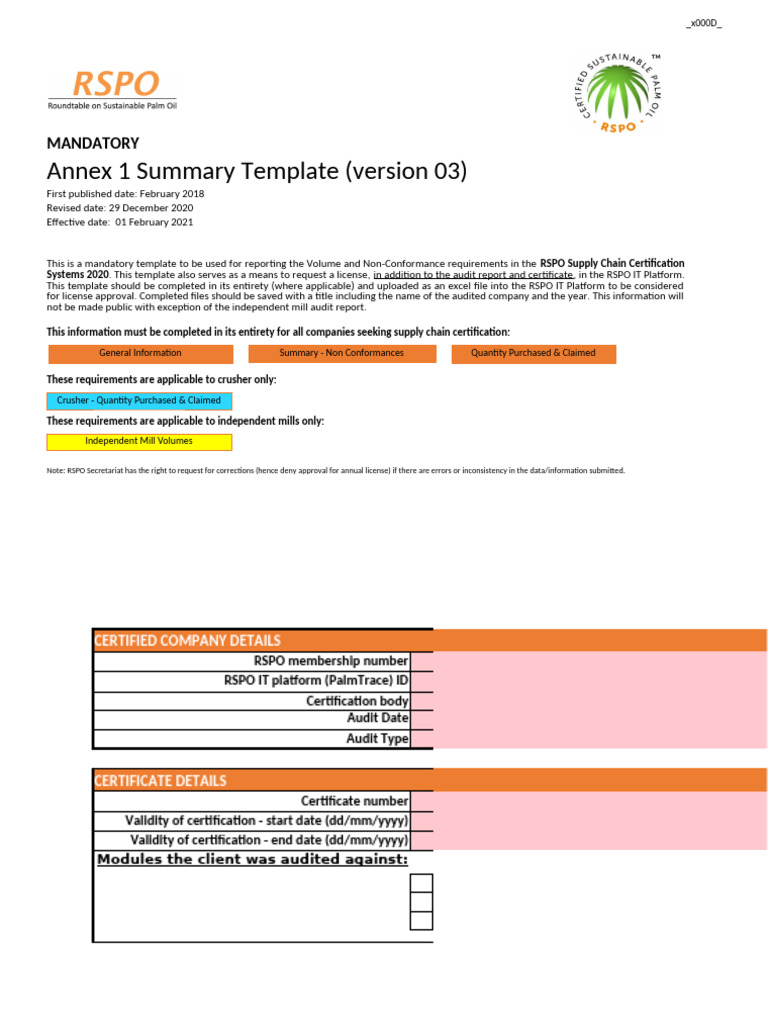 RSPO Distributor License Requirements | PDF