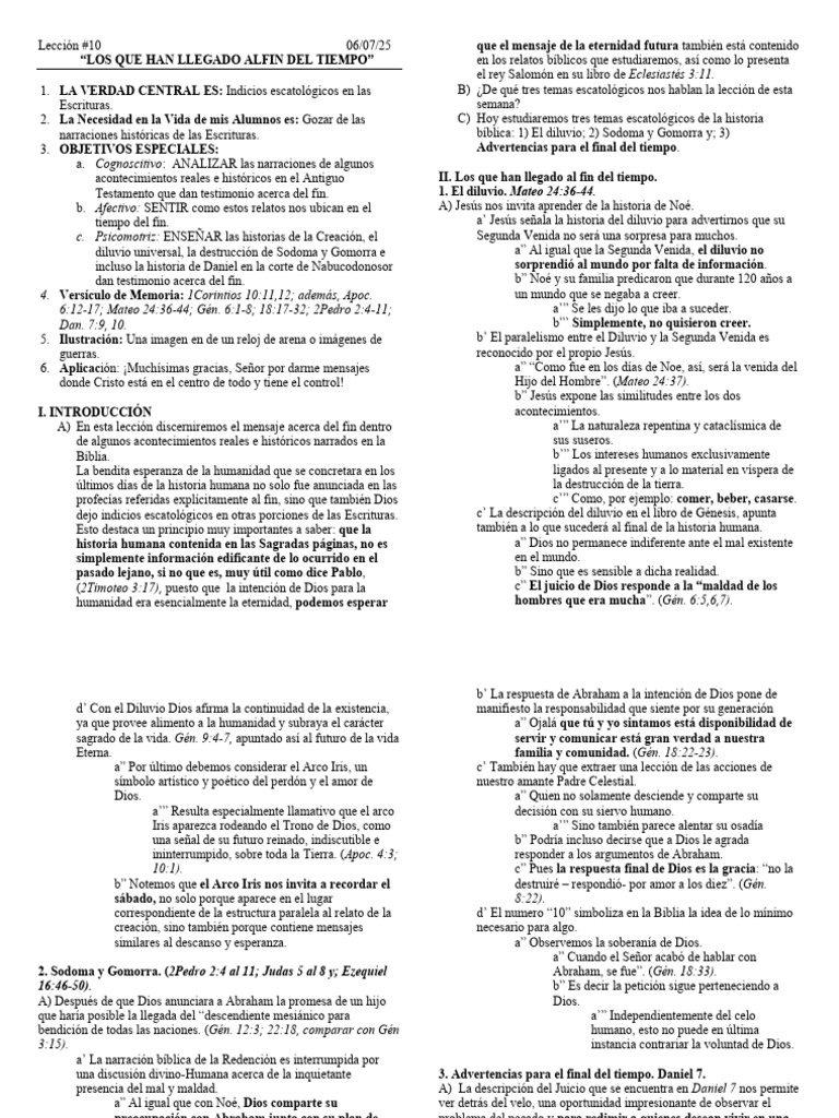 Lec 10 060725 Los Que Han Llegado Al Fin Del Tiempo | PDF | Jesús | Noé