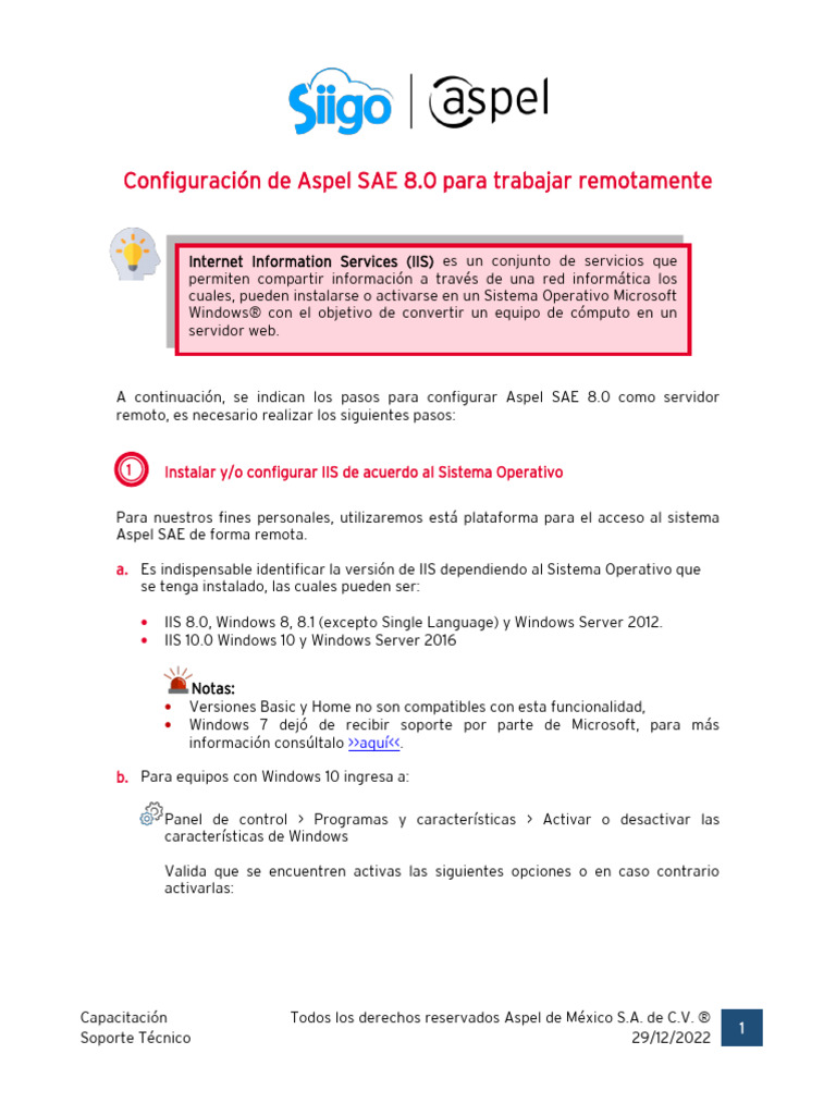S006 - Configuracion de Aspel SAE 80 para Trabajar Remotamente | PDF | Servicios de Información ...