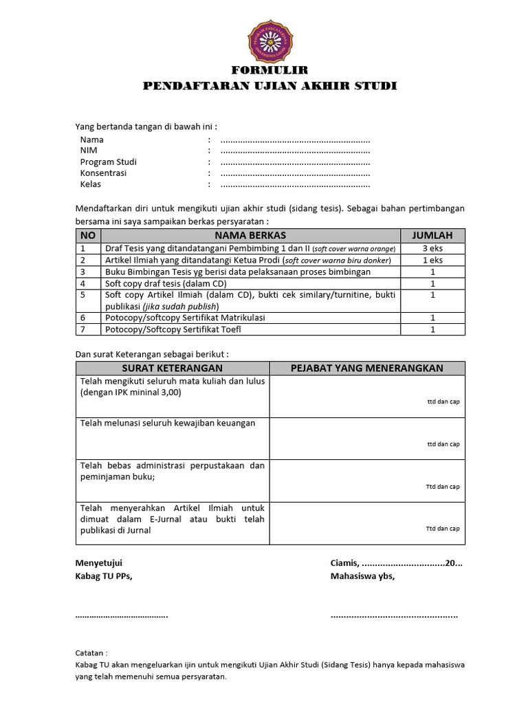 Formulir Sidang - 2025 | PDF