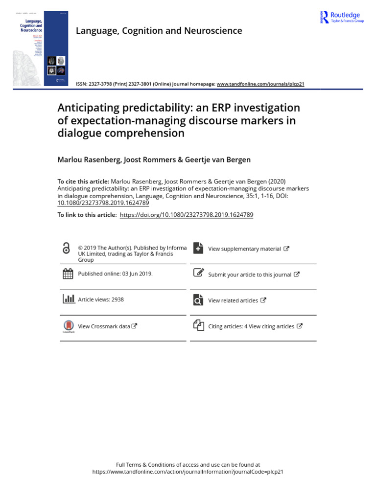Anticipating Predictability An ERP Investigation of Expectation-Managing Discourse Markers in ...
