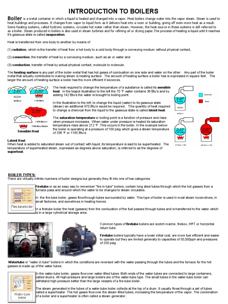 Introduction To Boilers | PDF | Furnace | Steam
