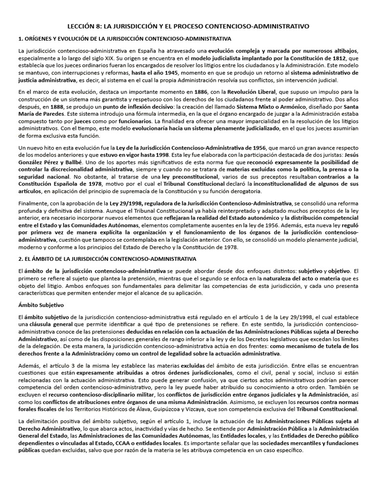 Lección 8-La Jurisdicción y El Proceso Contencioso-Administrativo | PDF | Mandato | Apelación