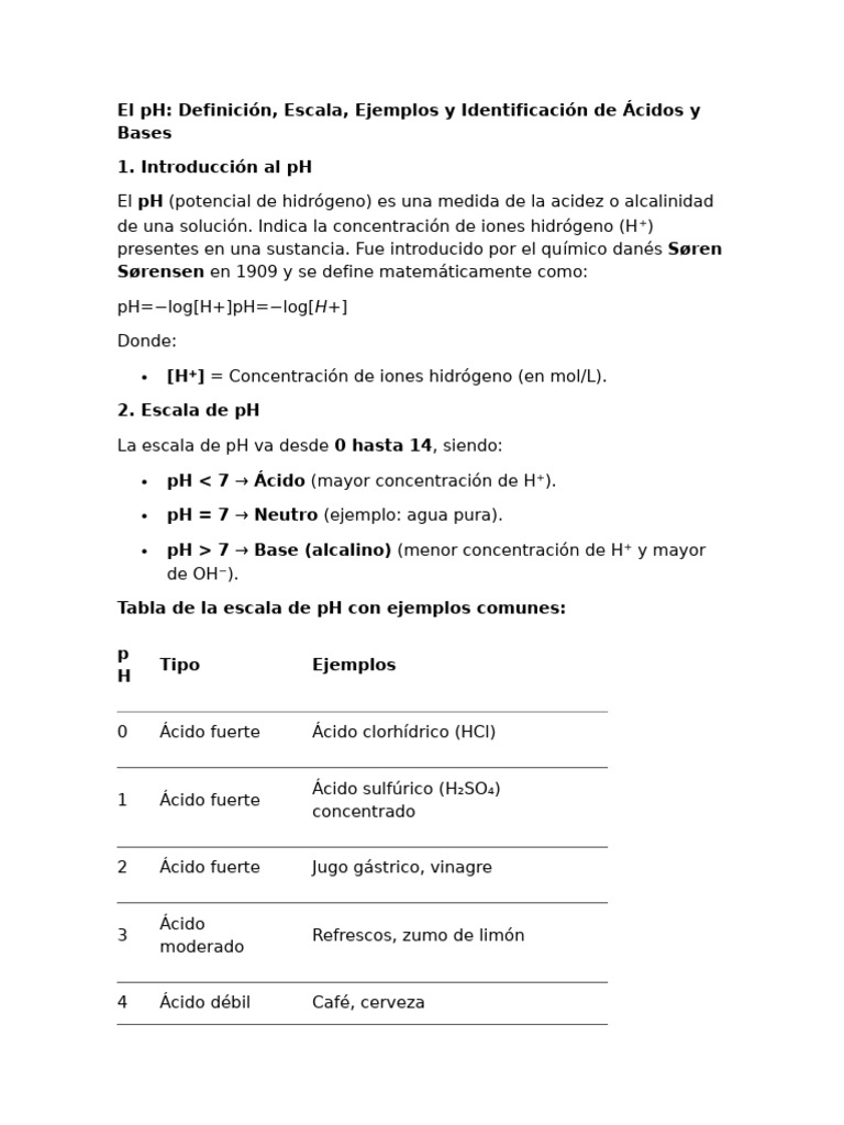 Guía Completa sobre el pH y sus Propiedades | PDF | Ácido | Ph