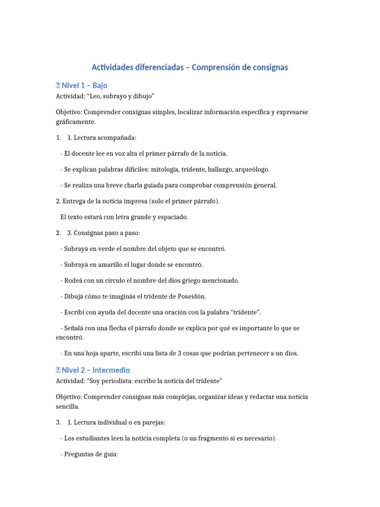 Actividades Comprension Consignas | PDF