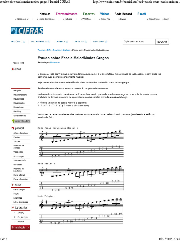 Shapes Modos Gregos | PDF | Escala (música) | Teoria da Música
