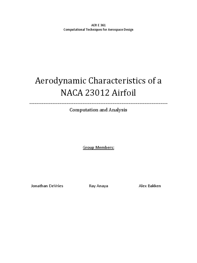 Computational Analysis of An NACA 23012 Airfoil | PDF | Airfoil | Lift (Force)