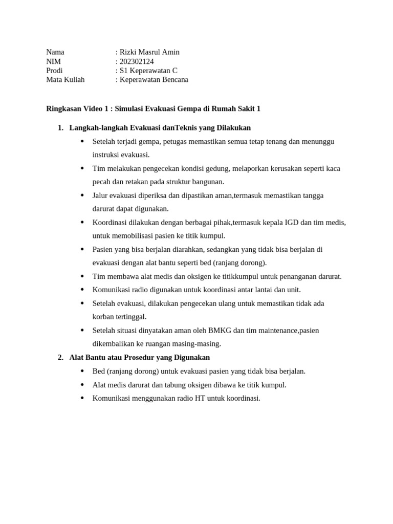 Rizki Masrul Amin - 202302124 - Tugas Resume Kep Bencana | PDF