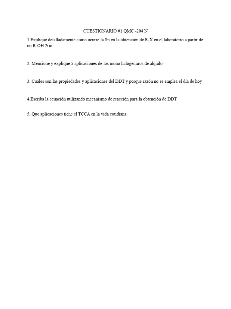 Cuestionario 1 Lab QMC 204 | PDF